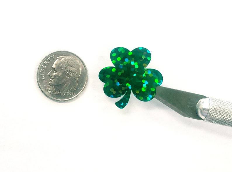 Shamrock Sticker Sheet, Set of 40 Sparkly Green Vinyl Decals, St ...