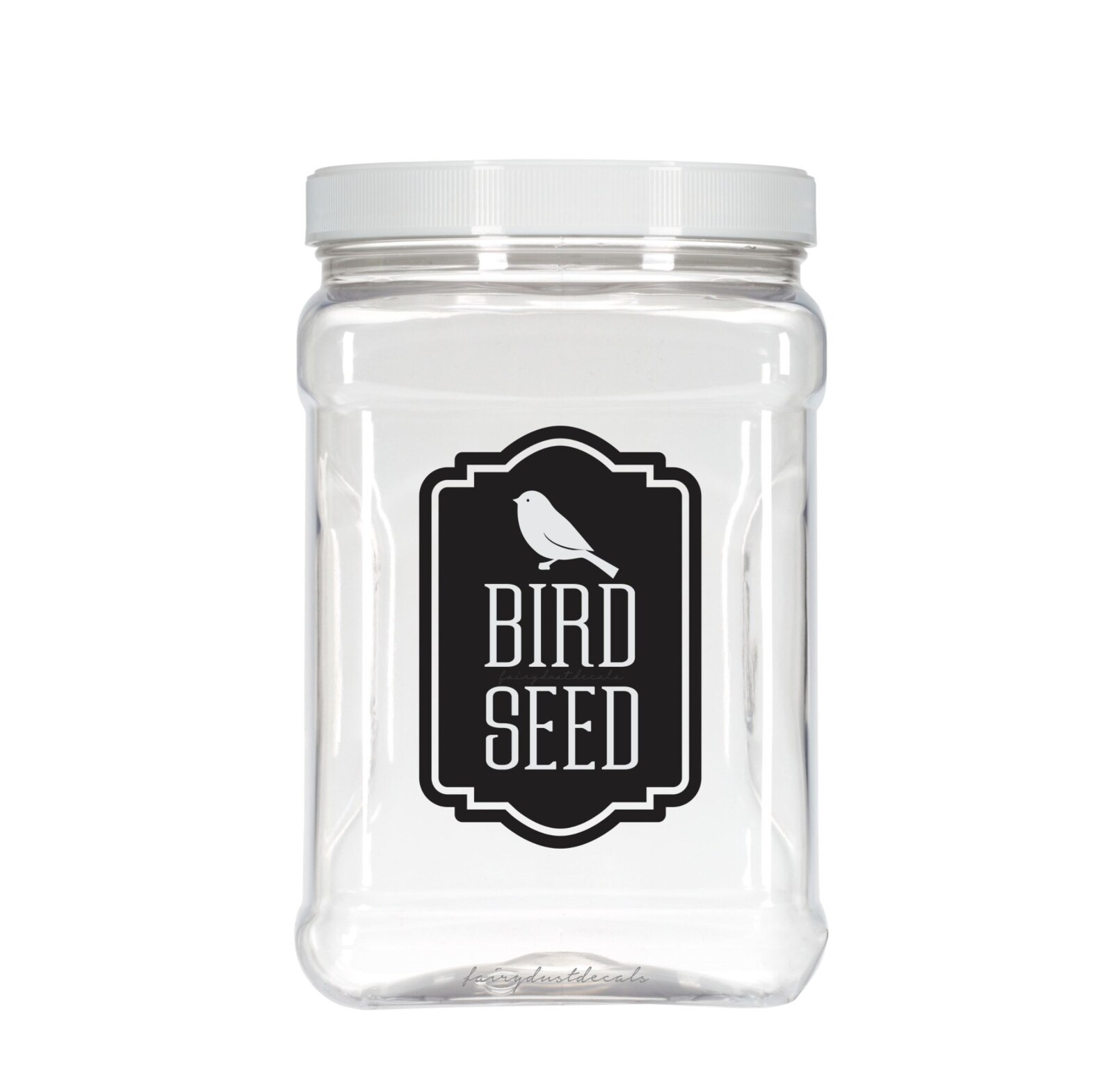 Bird Seed Decal, Computer Cut Vinyl Decal, Bird Seed Container Label ...