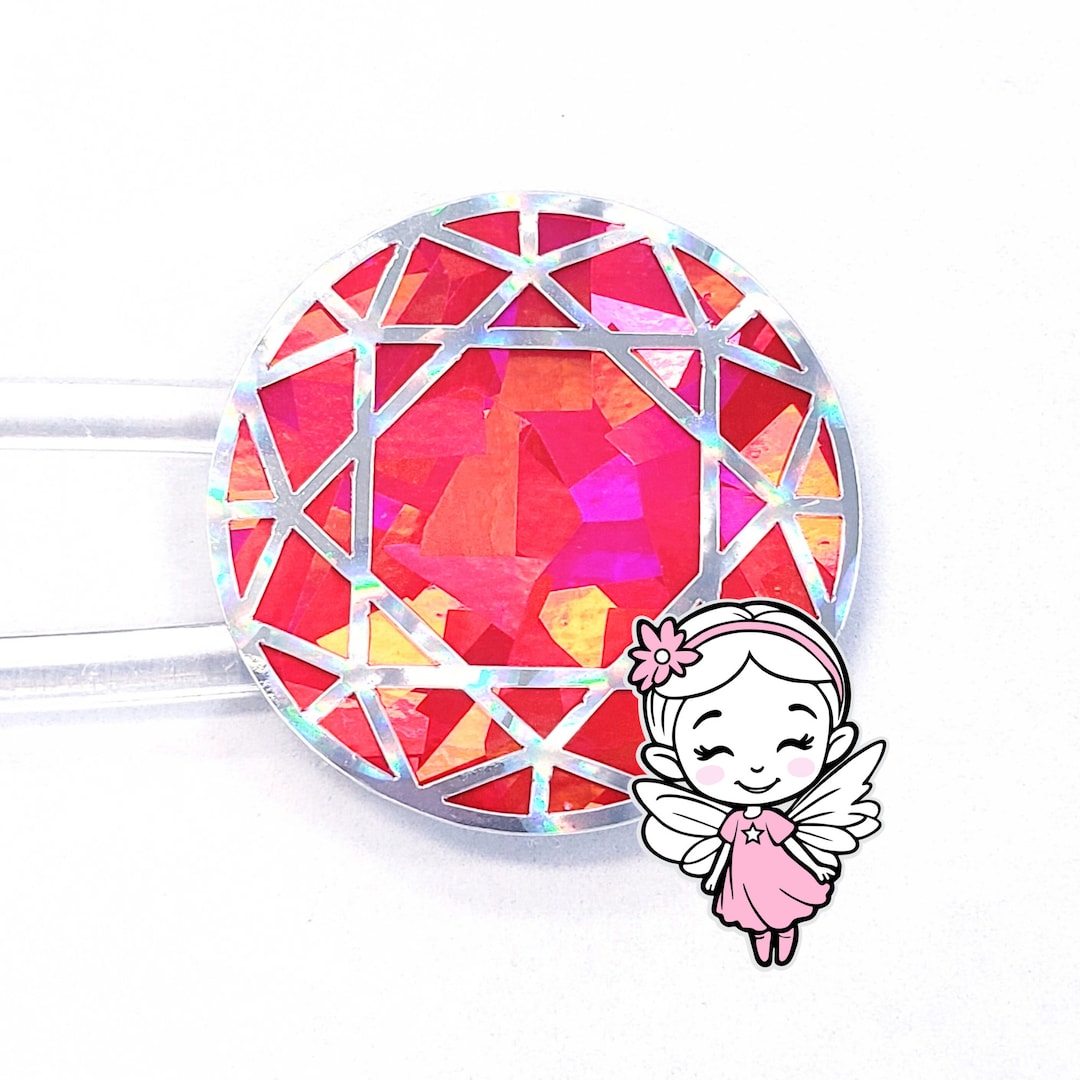 Bright Pink Diamond Stickers, Set of 20 Small Sparkly Round Pink Jewel ...