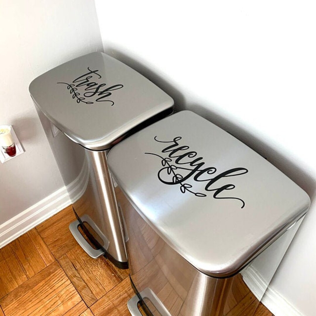 Trash and Recycle Decal Set, Computer Cut Vinyl Stickers for Trash and ...
