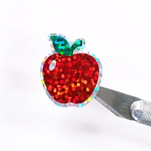 Red Apple Stickers, Set of 12 or 24 Sparkly Fruit Decals for Envelopes ...