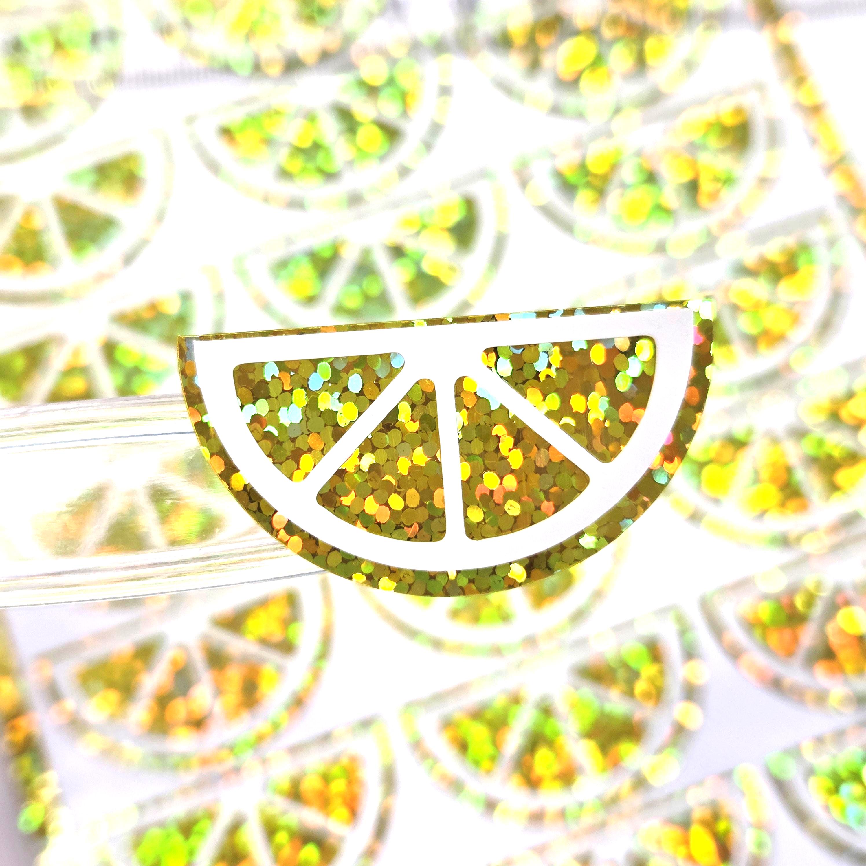 Lemon Stickers, Sheet of 24 Yellow and White Lemon Slice Vinyl Decals ...