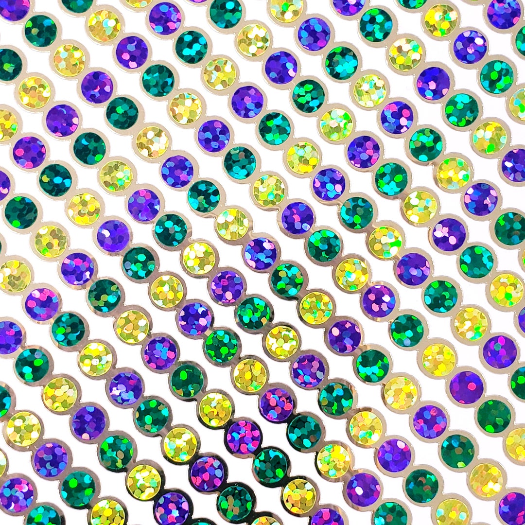 Mardi Gras Bead Stickers, Set of 16 Multi Color Sparkly Faux Rhinestone ...