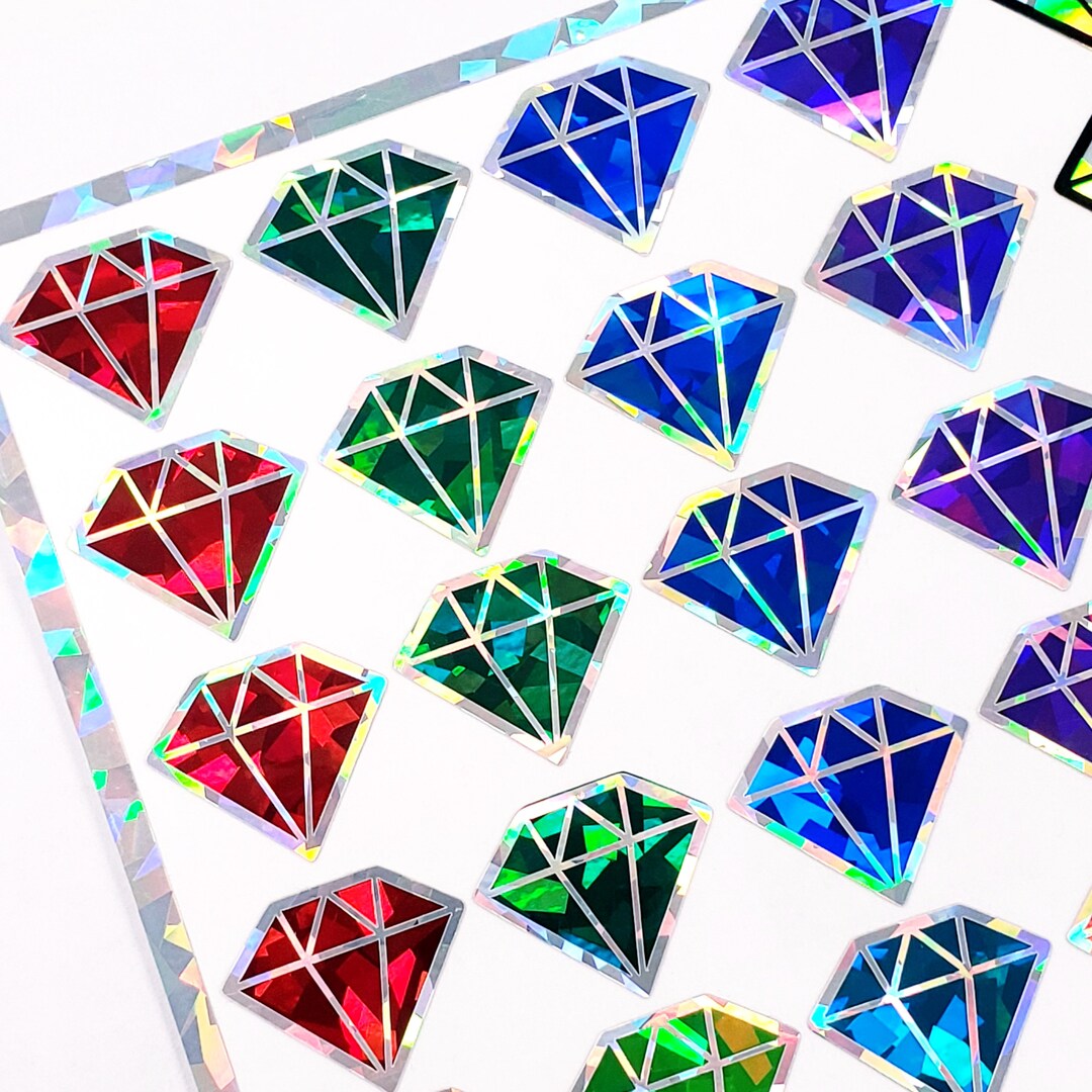Birthstone Stickers, Set of 40 Small Sparkly Multi Color Diamond Shape ...
