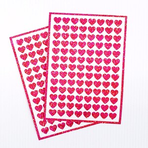 Pink Hearts Sticker Sheet. Set of 104 Sparkly Vinyl Heart Decals for ...