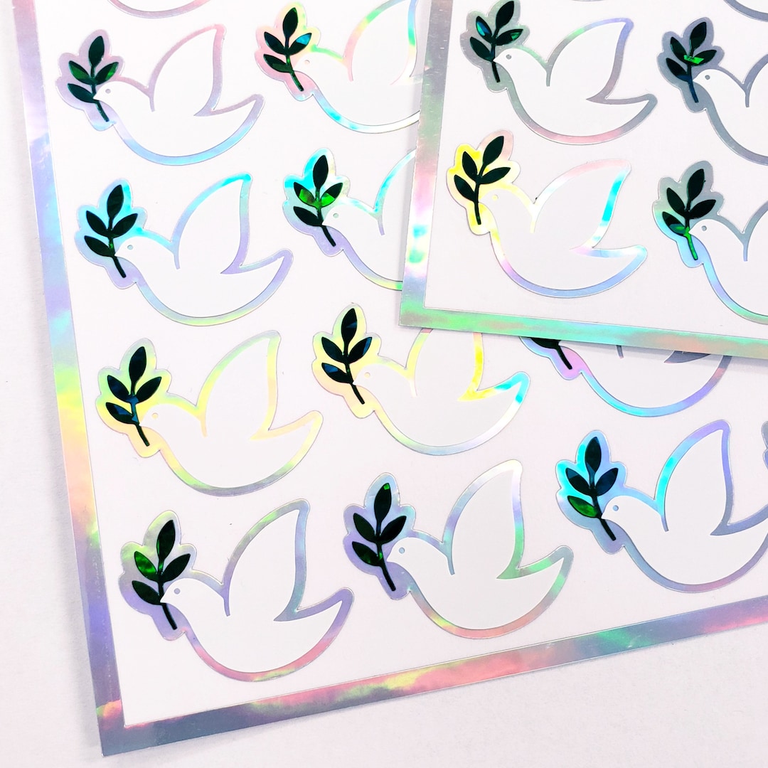Peace Dove Stickers, Set of 28 White and Silver Stickers for ...