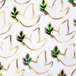 Peace Dove Sticker Sheet, Set of 28 White and Gold Stickers for ...