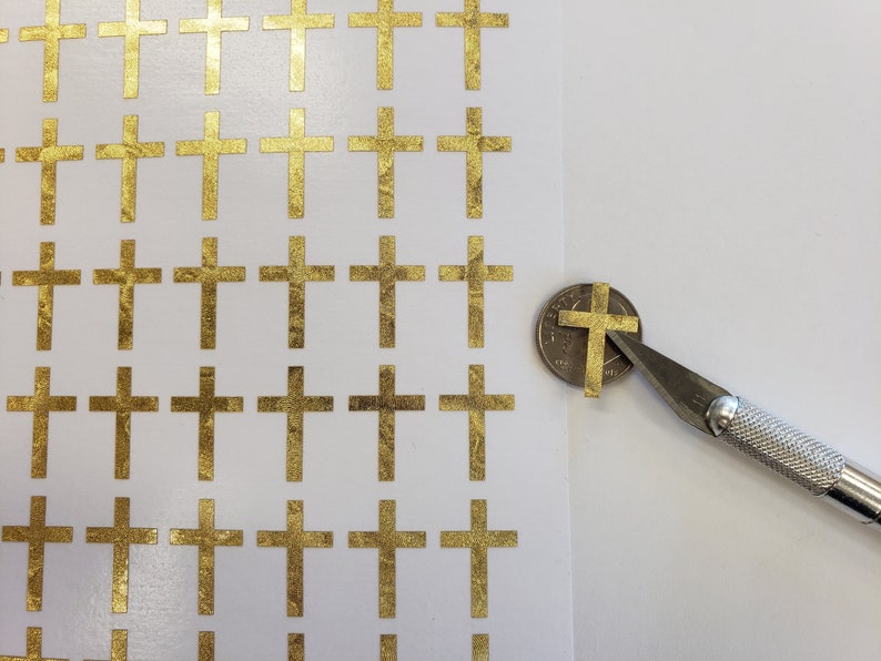 Gold Religious Cross Stickers Gold Metallic Vinyl Decals - Etsy