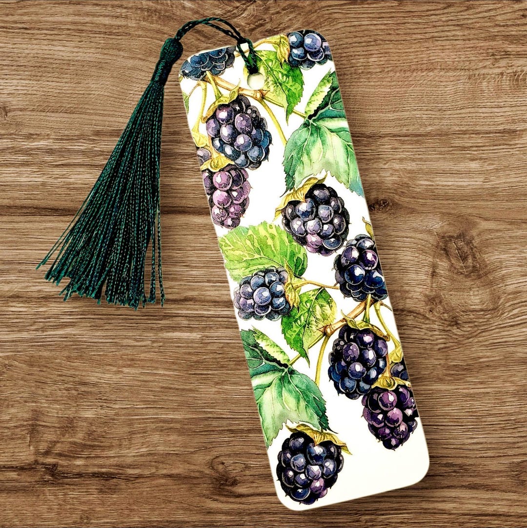 Blackberry Bookmark With Tassel – Botanical Summer Berry Design, Gift ...