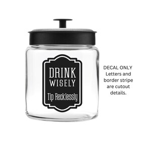 Tip Jar Decal, Tip Money Canister Label, Bartender Cocktail Waitress ...