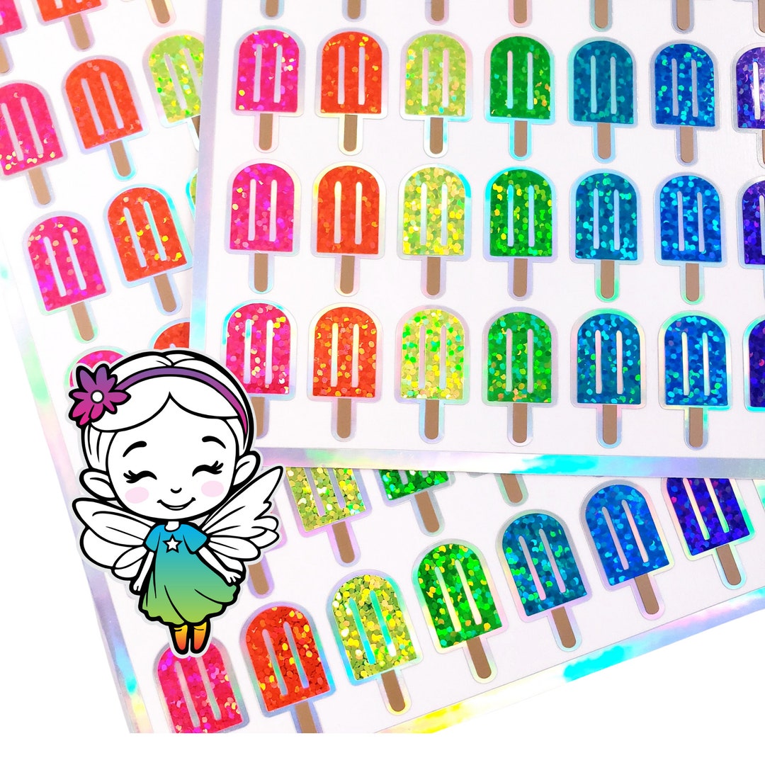 Popsicle Stickers, Set of 42 Rainbow Frozen Ice Pop Decals for Birthday ...