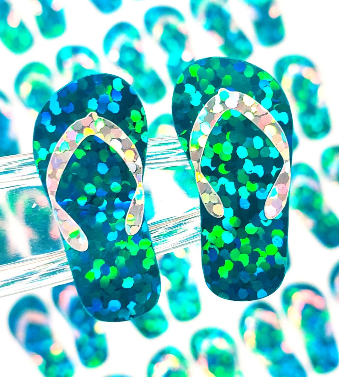 Turquoise Flip Flops Sticker Sheet, Cute Set of 15 Sparkly Beach Flip ...