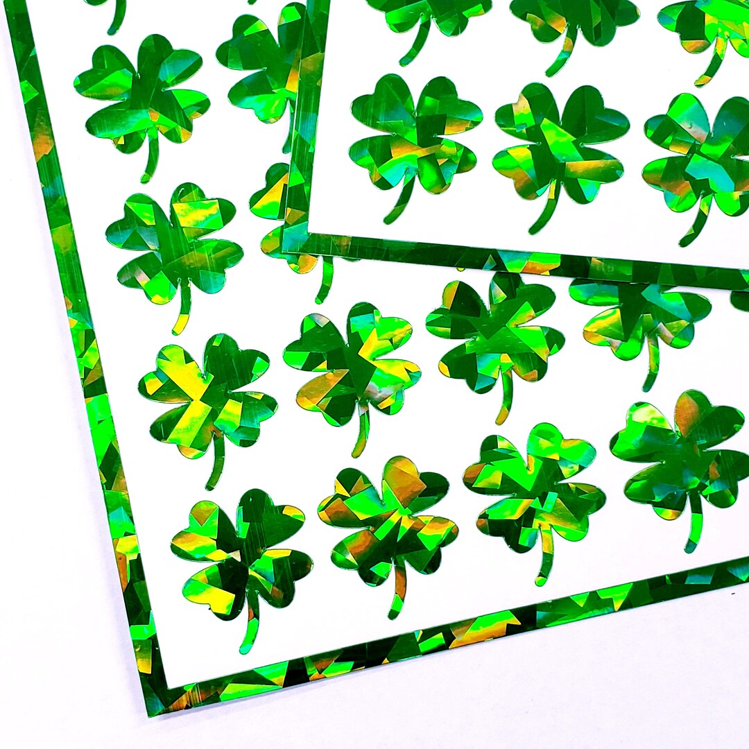 St. Patrick's Day Four Leaf Clover Stickers, Set of 48 Spring Green ...