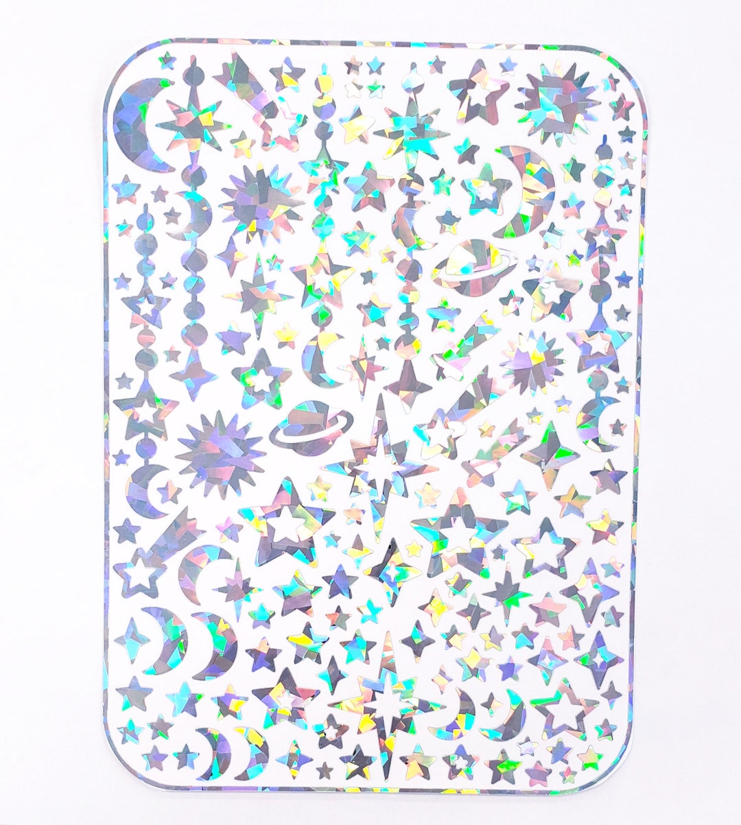 Silver Sun Moon and Stars Sticker Sheet, Set of Over 100 Celestial ...