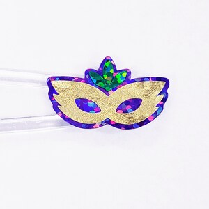 Mardi Gras Mask Stickers, Set of 42 Purple Green and Gold Glitter ...