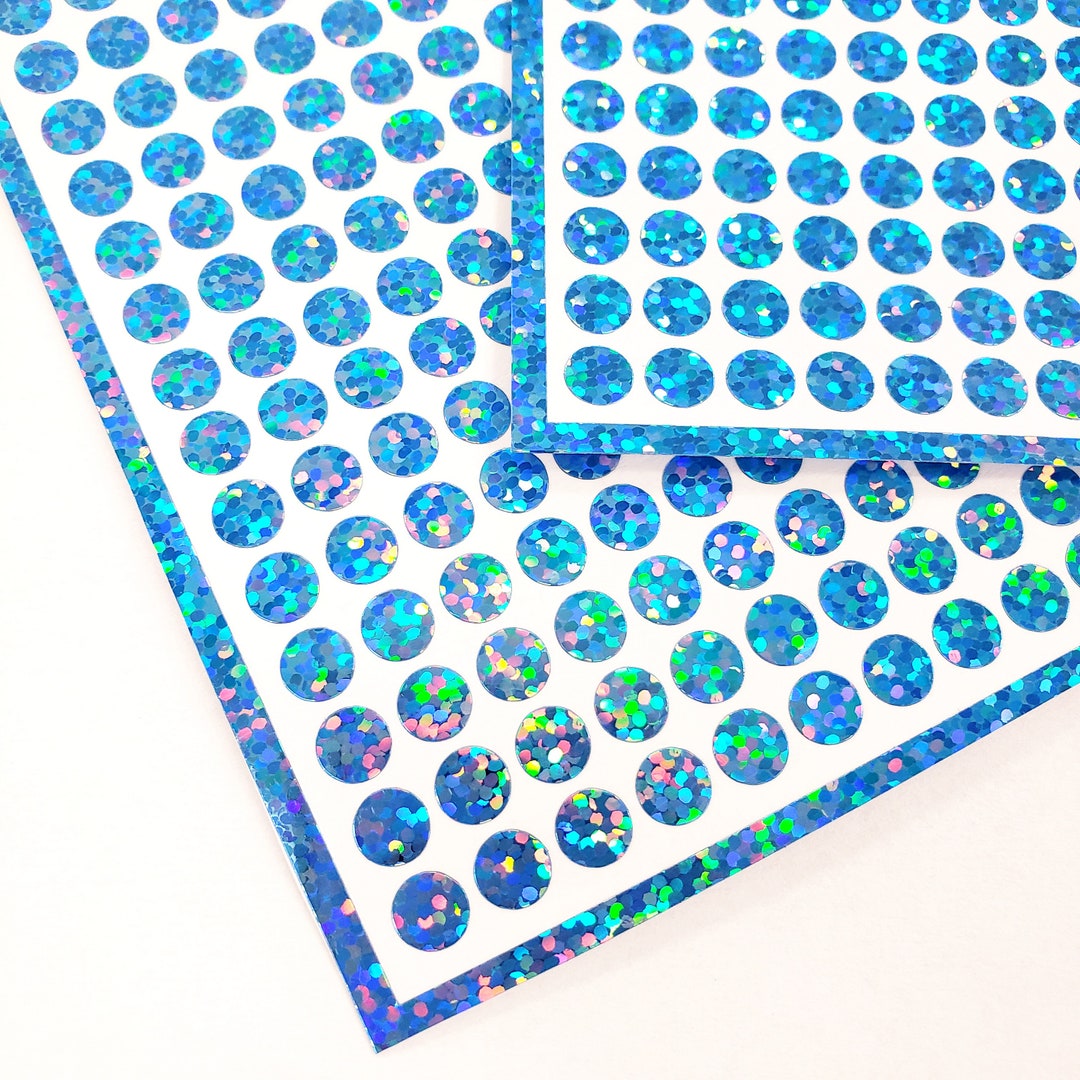 Small Light Blue Dots Sticker Sheet. Set of 368, Tiny Sparkly Blue ...