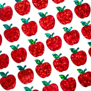 Small Apples Sticker Sheet, Set of 40 Sparkly Red Apple Vinyl Decals ...