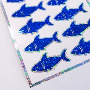 Shark Stickers, Set of 6, 12 or 24 Shark Shaped Glitter Stickers for ...