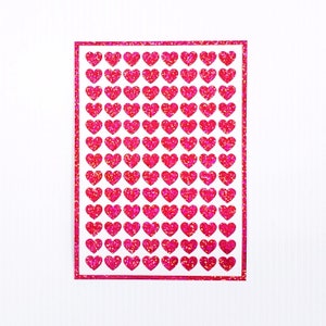 Pink Hearts Sticker Sheet. Set of 104 Sparkly Vinyl Heart Decals for ...