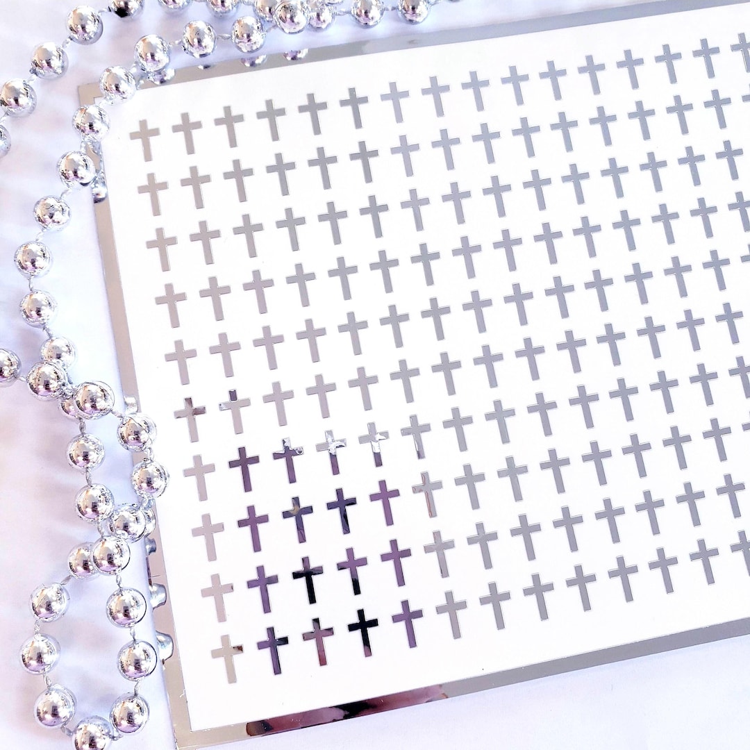Extra Small Silver Cross Stickers, Set of 200 Mirror Chrome Silver ...