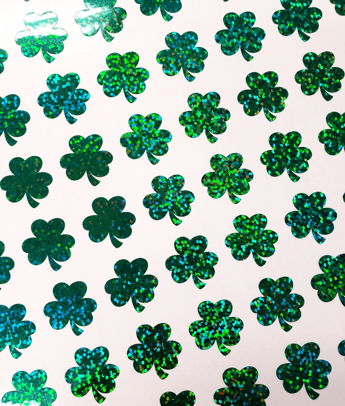Shamrock Sticker Sheet, Set of 40 Sparkly Green Vinyl Decals, St ...