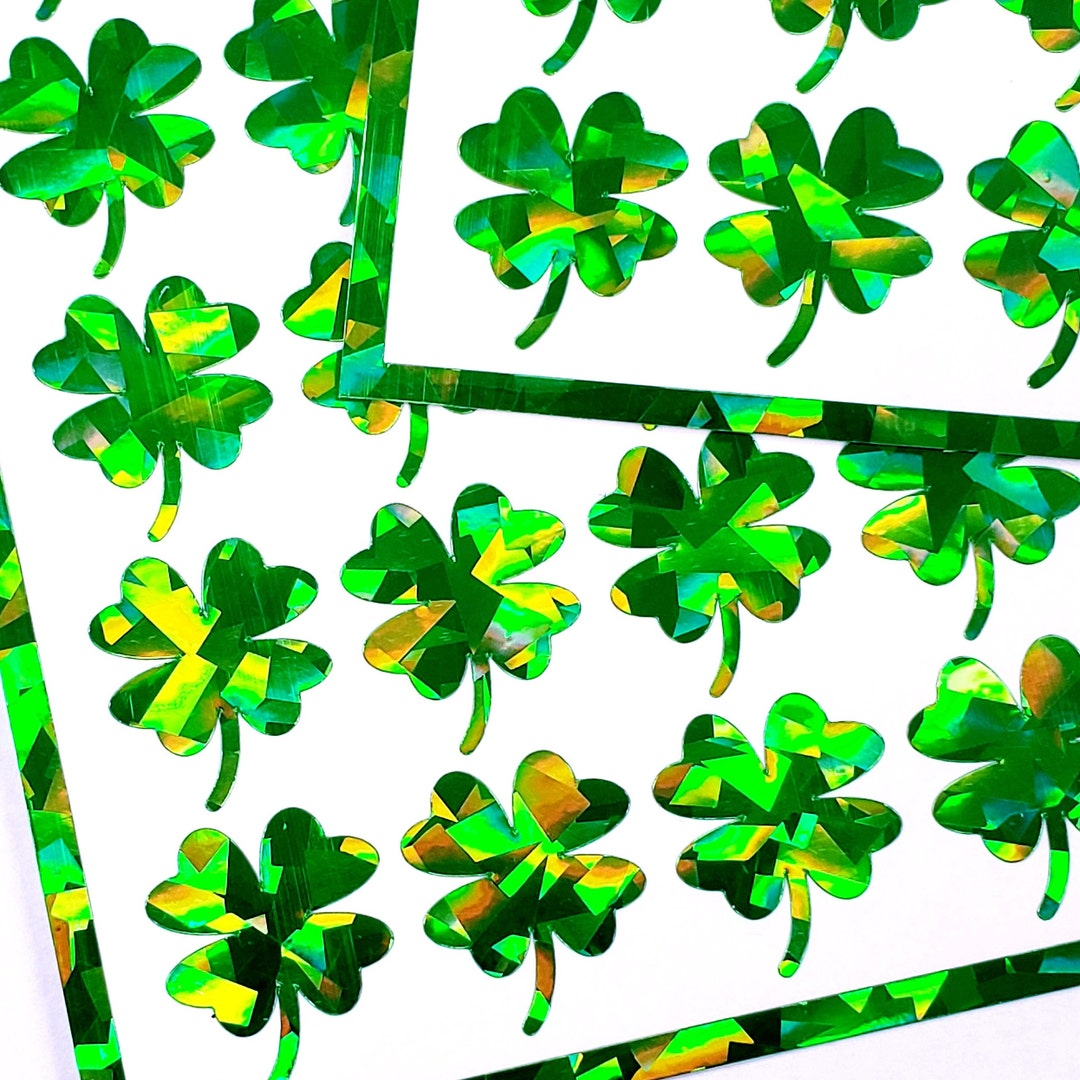 St. Patrick's Day Four Leaf Clover Stickers, Set of 48 Spring Green ...
