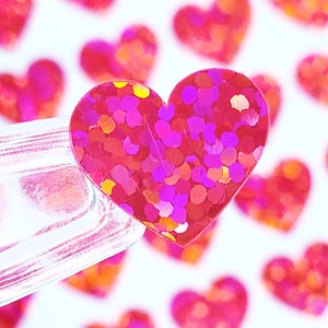 Pink Hearts Sticker Sheet. Set of 104 Sparkly Vinyl Heart Decals for ...