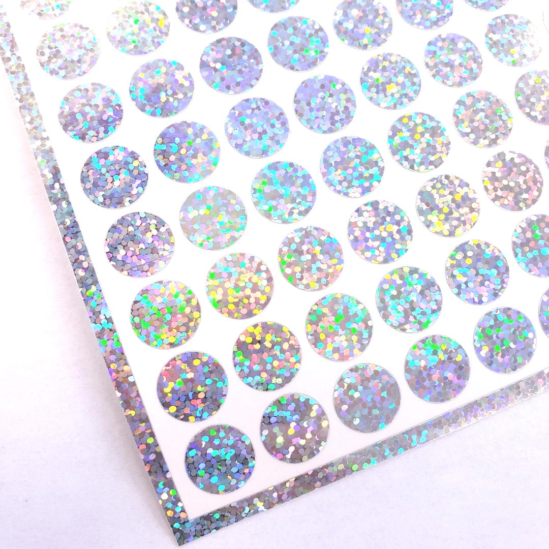 Silver Dot Stickers: 1/2 Inch Sparkly Glitter Dots for Bullet ...