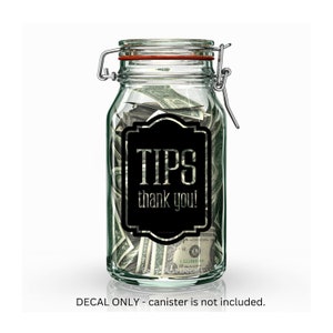 Tip Jar Decal for Waitress, Hair Stylist, Barber, Cocktail Server and ...