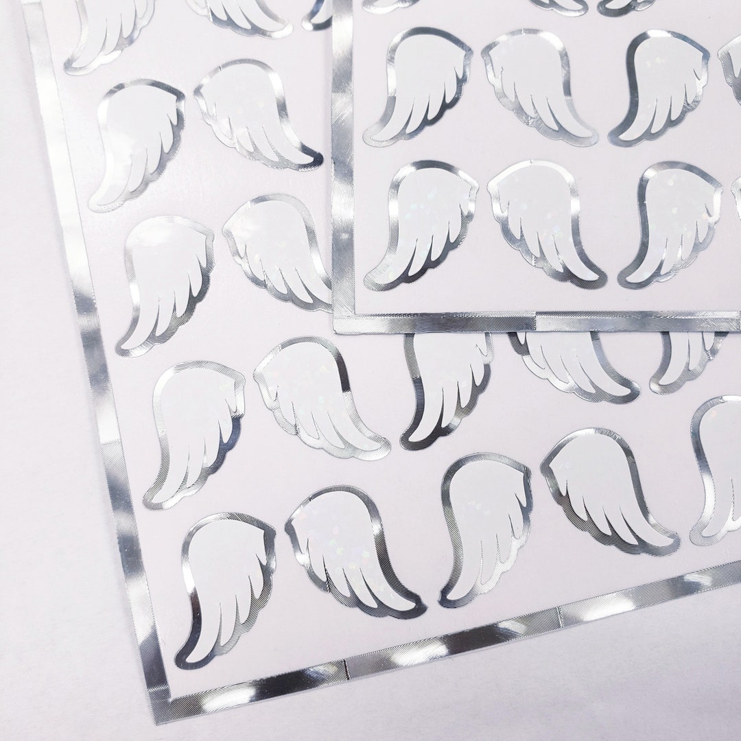 Angel Wing Stickers, Set of 42 White and Silver Wing Stickers for ...
