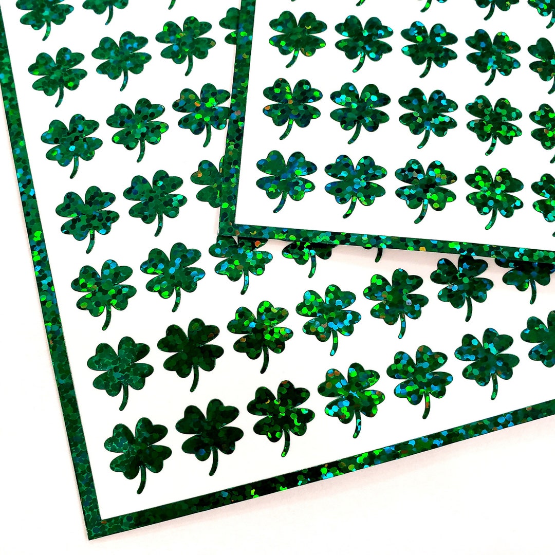 St. Patrick's Day Lucky Clover Stickers, Set of 104 Dark Green Four ...