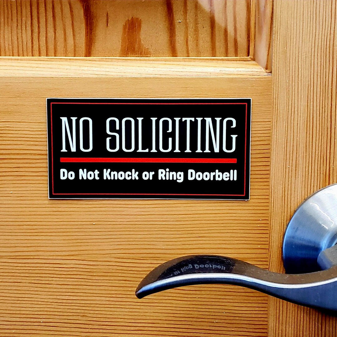 No Soliciting Sticker, No Knock Decal for Front Door. - Etsy