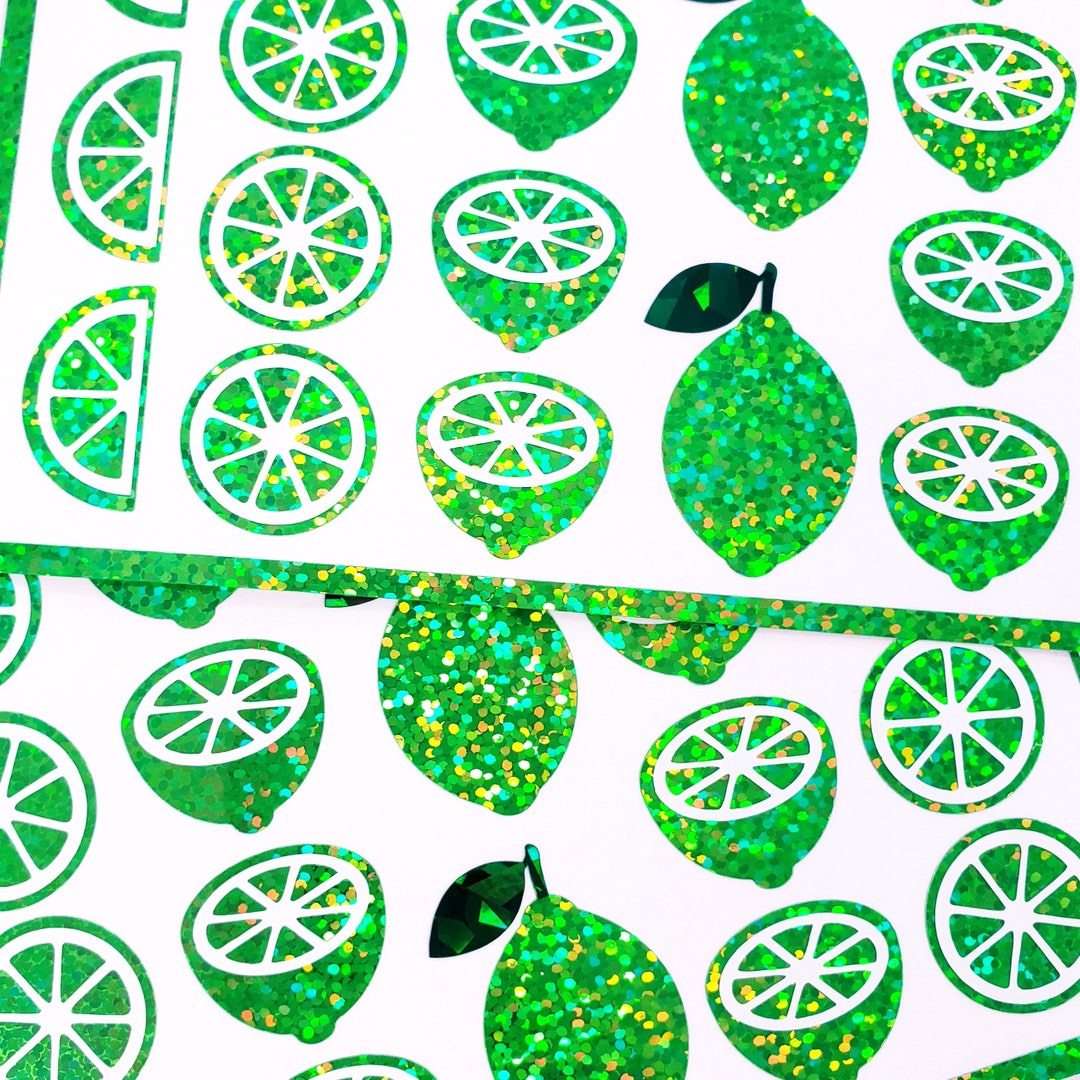 Lime Stickers, Set of 31 Sparkly Green Citrus Stickers, Peel And-stick ...