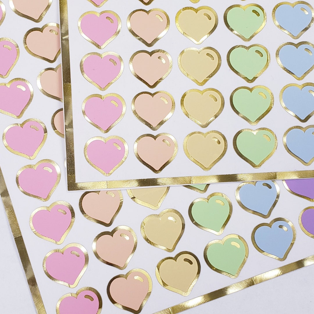 Pastel Rainbow Heart Stickers for Paper Stationery Notecards, Envelopes ...