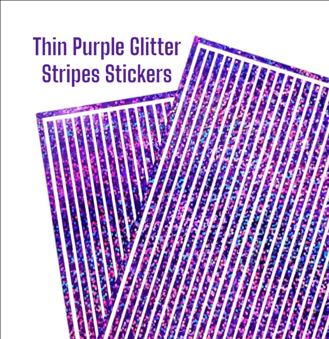 Purple Stripes Sticker Sheet, Set of 26 Thin Sparkly Purple Vinyl ...
