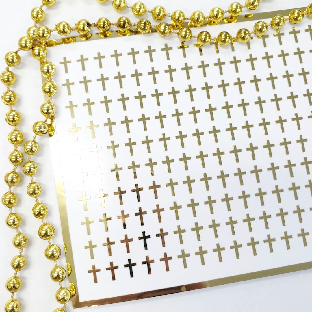 Extra Small Cross Stickers, Set of 200 Mirror Gold Religious Crosses ...