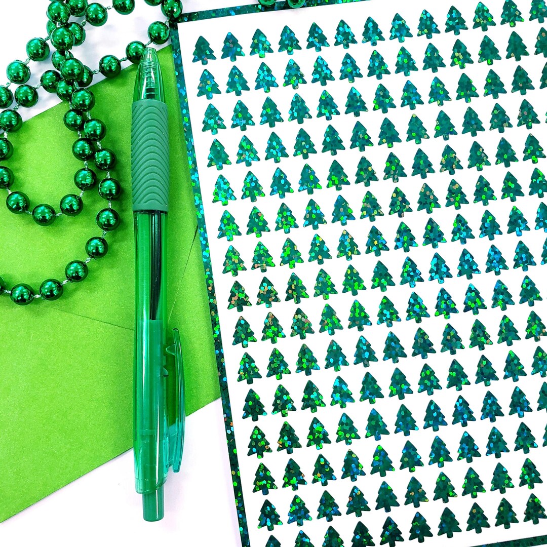 Tree Stickers, Set of 195 Sparkly Evergreen Trees Tiny Handmade ...