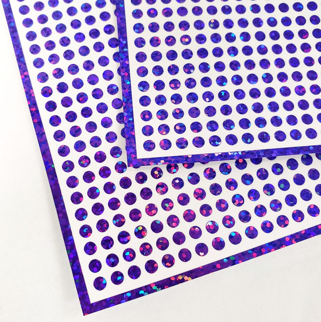 Extra Small Purple Dot Stickers, Set of 750 Micro Sized Purple Glitter ...
