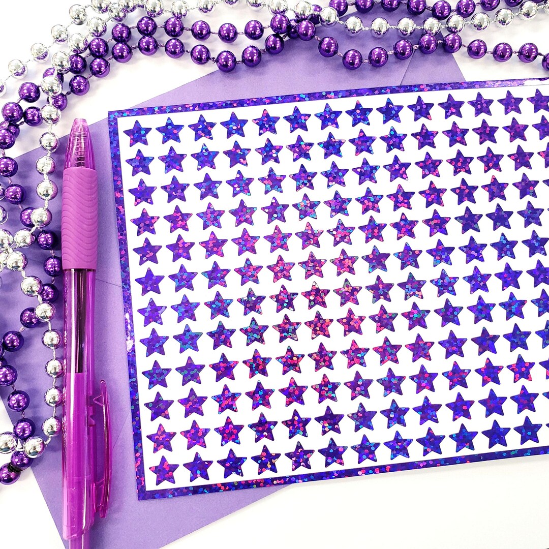 Purple Star Stickers, Set of 192 Small Sparkly Star Decals for ...