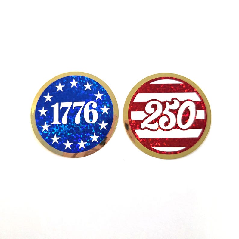250th USA Birthday Stickers, Set of 2 Patriotic Vinyl Decals of 1776 ...