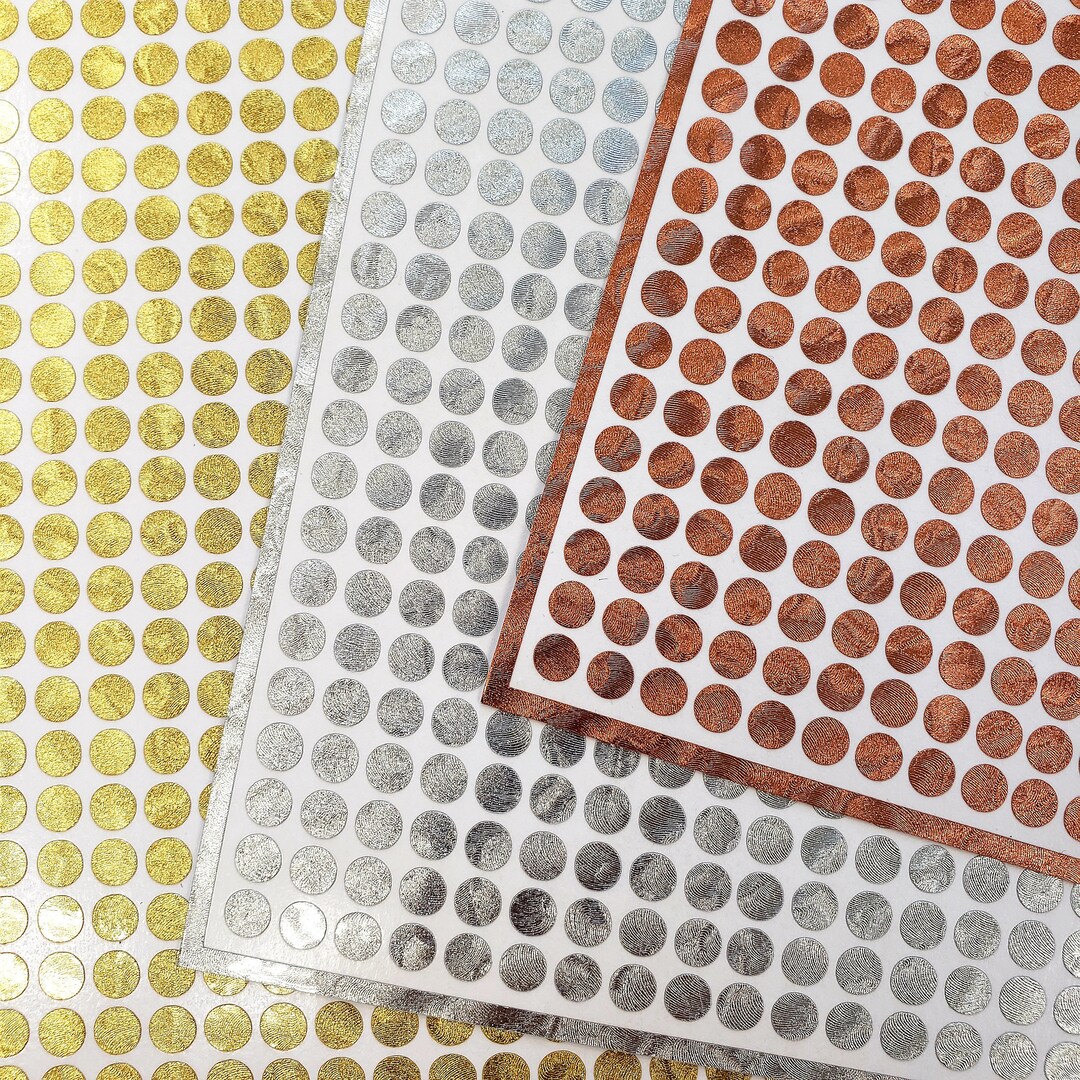 Small Metallic Dot Stickers, Set of 368 Gold, Silver or Copper Dot ...