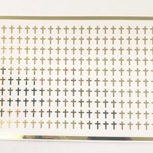 Extra Small Cross Stickers, Set of 200 Mirror Gold Religious Crosses ...