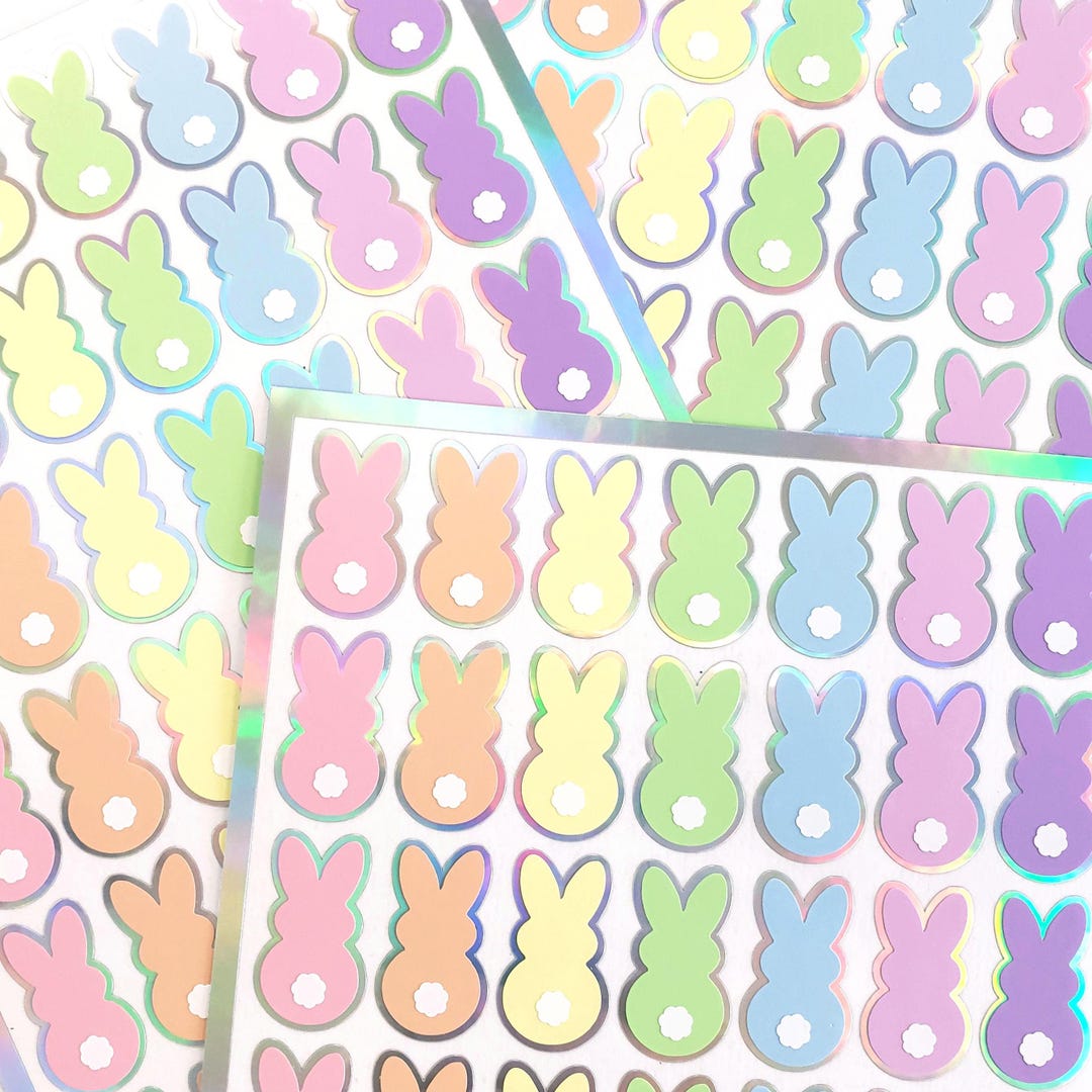 Pastel Rainbow Bunny Stickers, Set of 42 Easter Rabbit Stickers for ...
