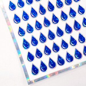 Blue Water Drop Stickers, Set of 136 Sparkly Blue Raindrop Vinyl Decals ...