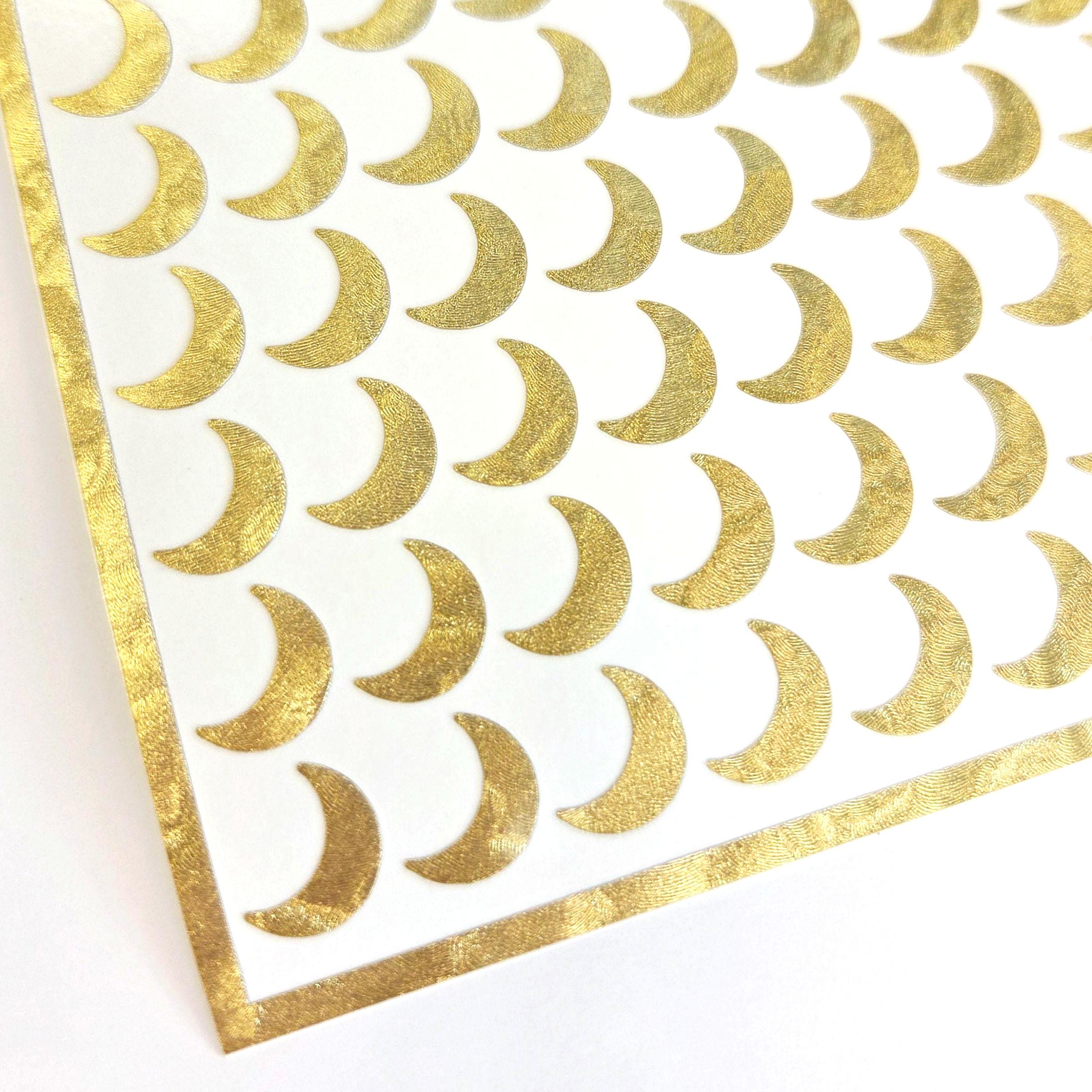 Moon Stickers, Set of 99 Small Crescent Gold Moon Vinyl Decals ...