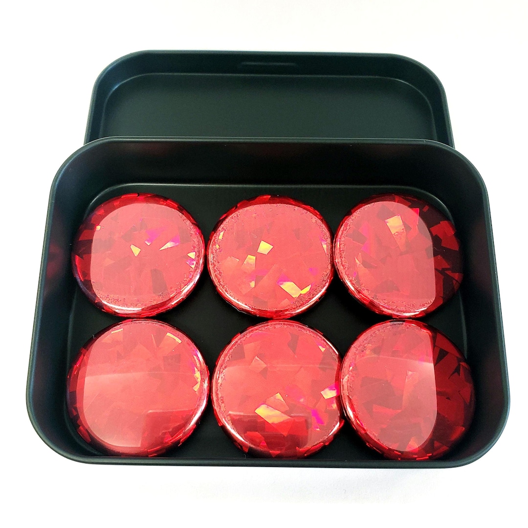 Red Fridge Magnet Set, Black Metal Container Included, Small Gift ...