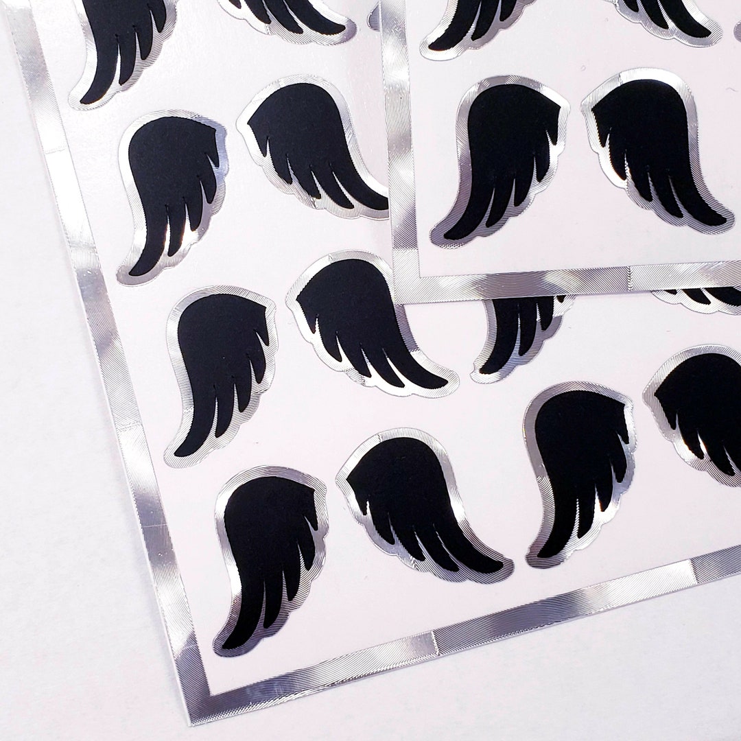 Black & Silver Angel Wing Stickers - 42 Pc Vinyl Decal Set - Etsy