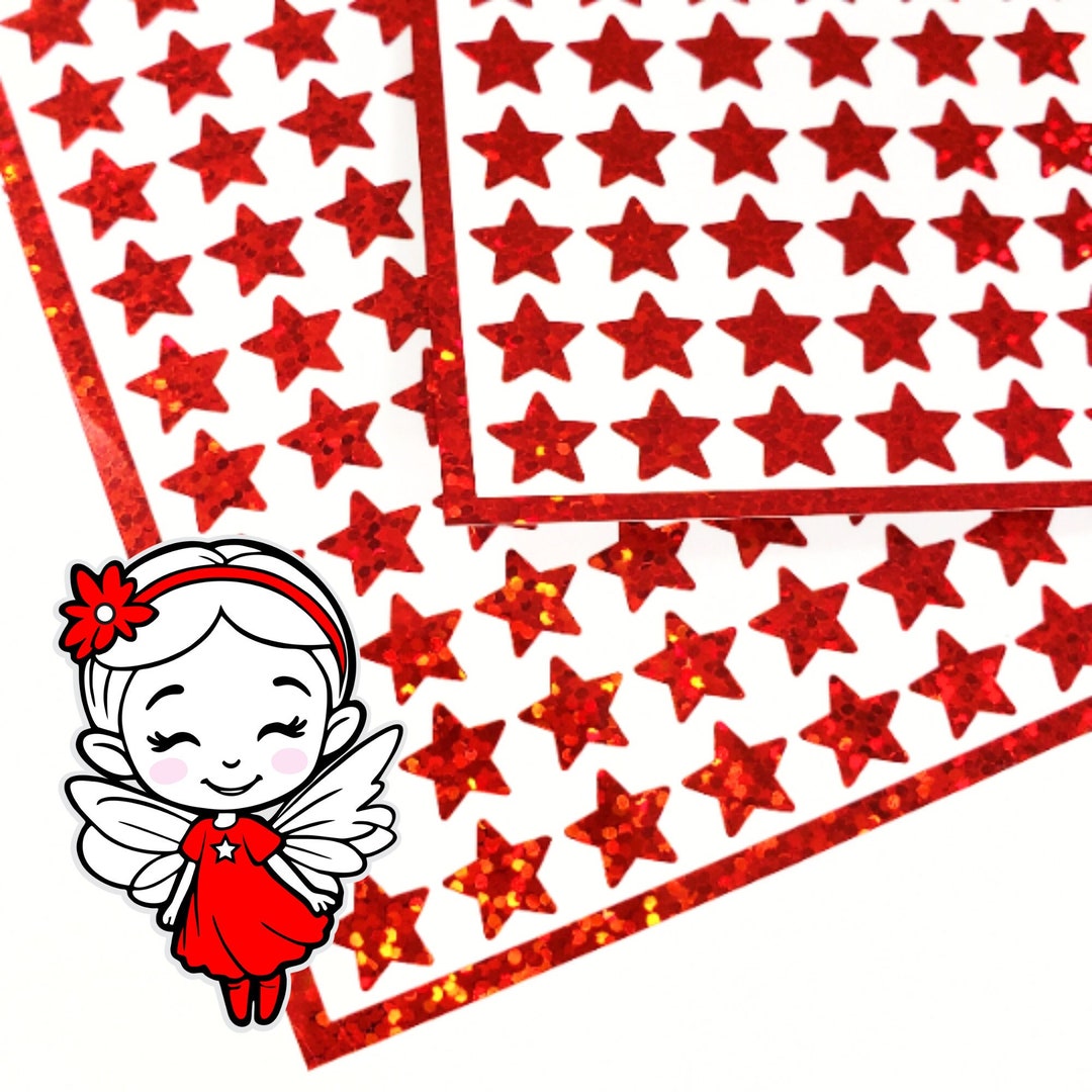 Red Stars Sticker Sheet, Set of 192 Star Vinyl Decals, Decorative ...