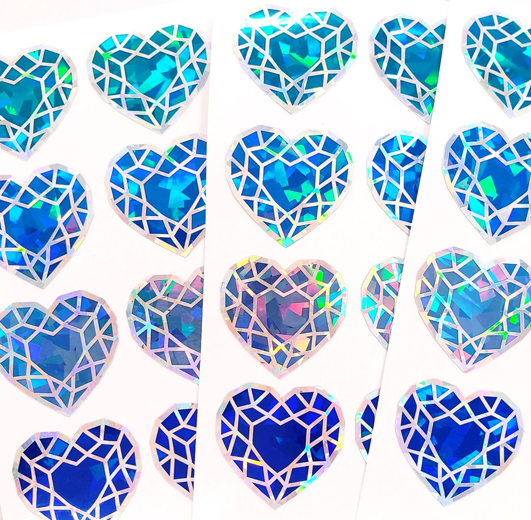 Blue Heart Stickers, Set of 5 Sparkling Sapphire Sticker Gems for ...