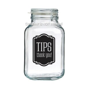 Tip Jar Decal for Waitress Hair Stylist Barber Cocktail - Etsy
